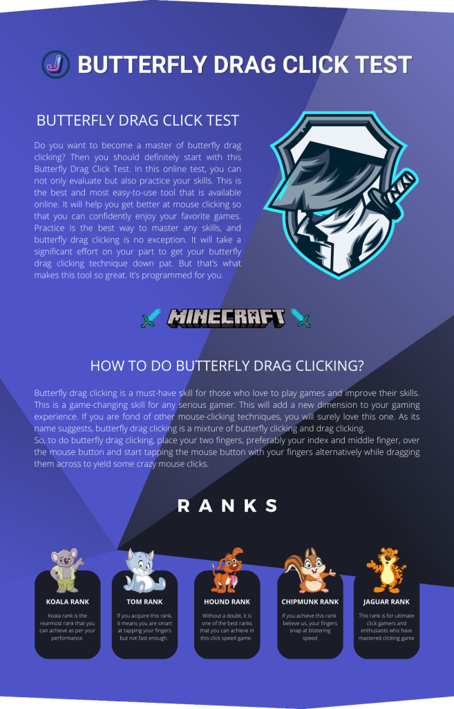 Butterfly Drag Click Test | Click Tests - Joltfly