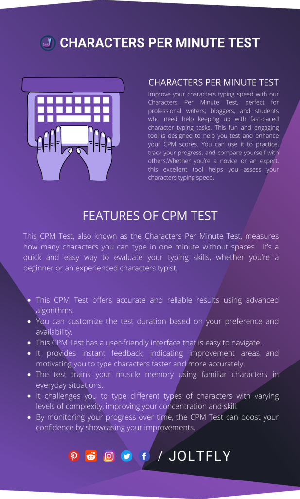 Characters Per Minute Test | CPM Test - Joltfly